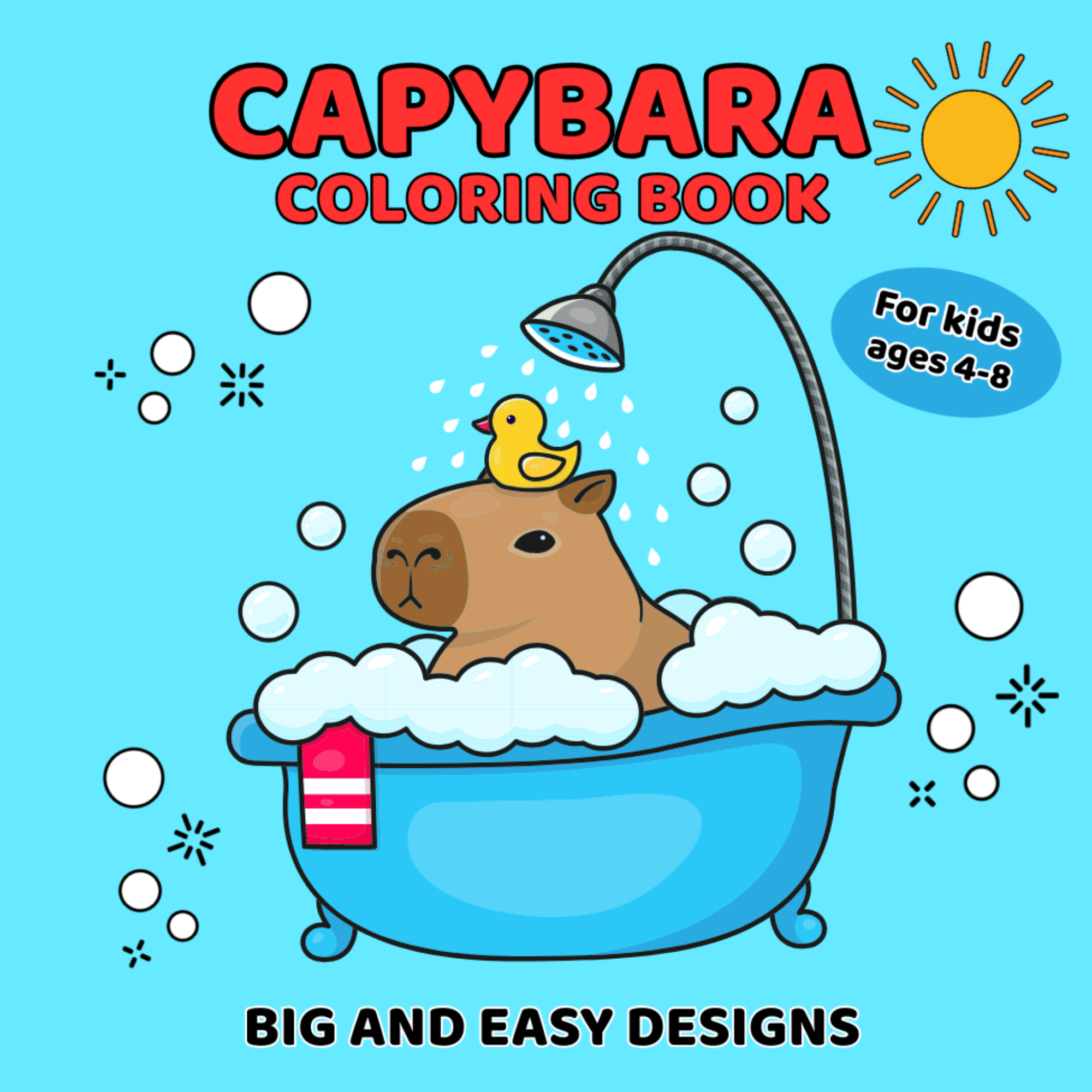 Cute Capybara Coloring Book for Kids | Printable PDF (30 Pages)